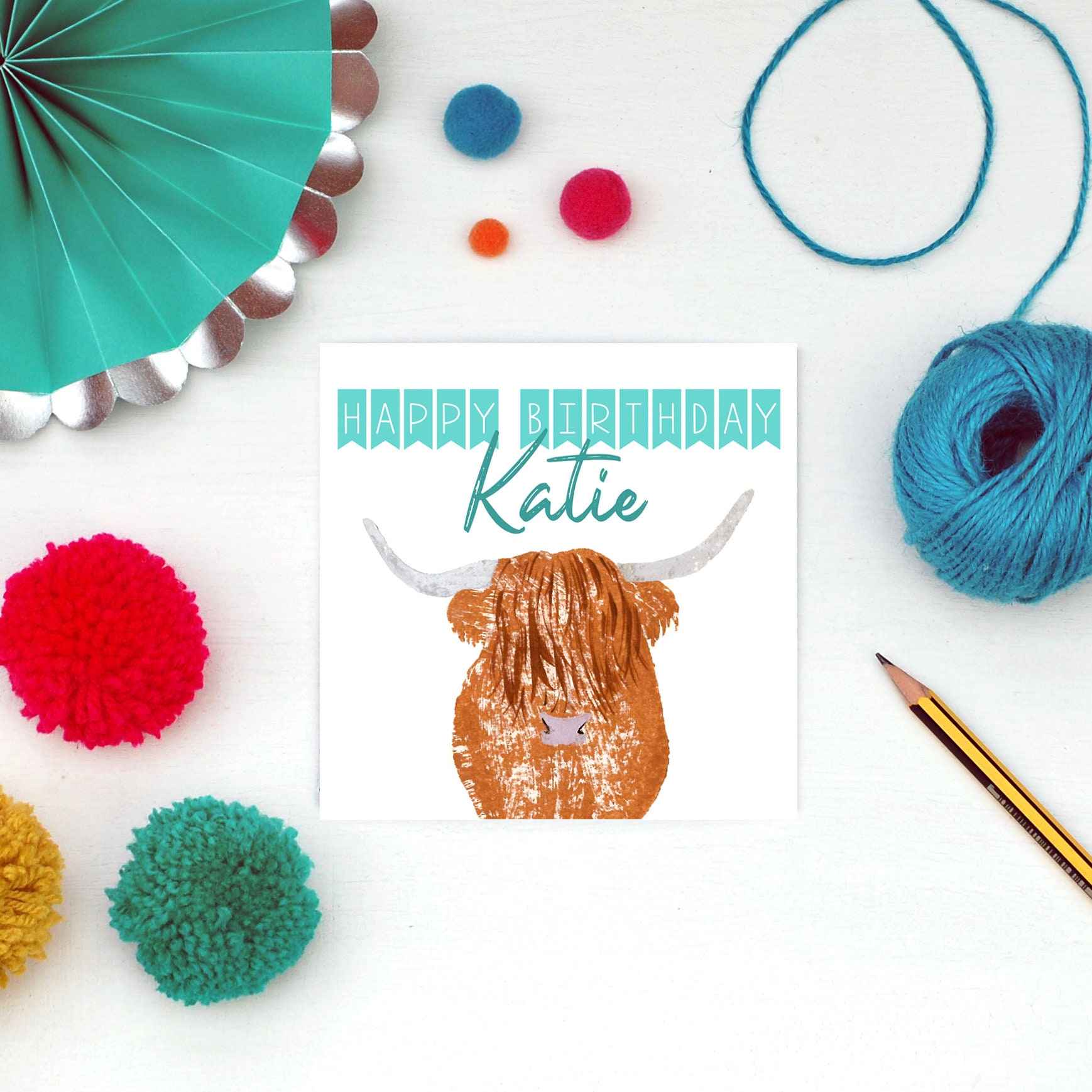 Personalised Highland Cow Birthday Card - Etsy