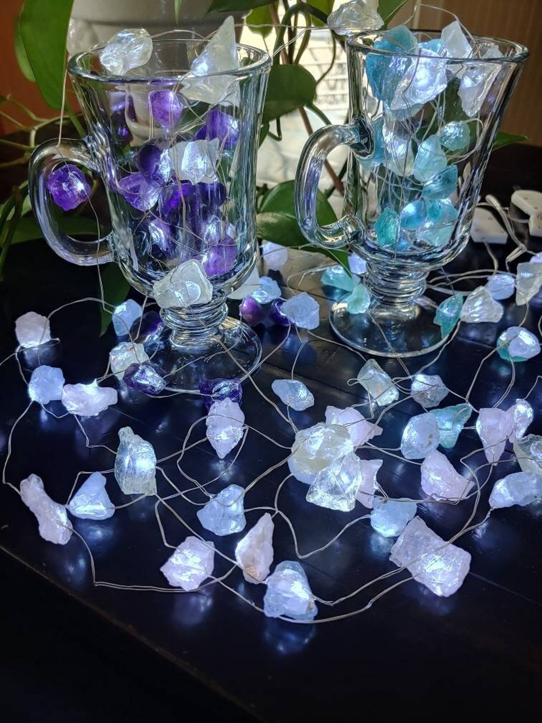 Crystal Fairy Lights | Raw Gemstone String Lights | Amethyst Citrine ...
