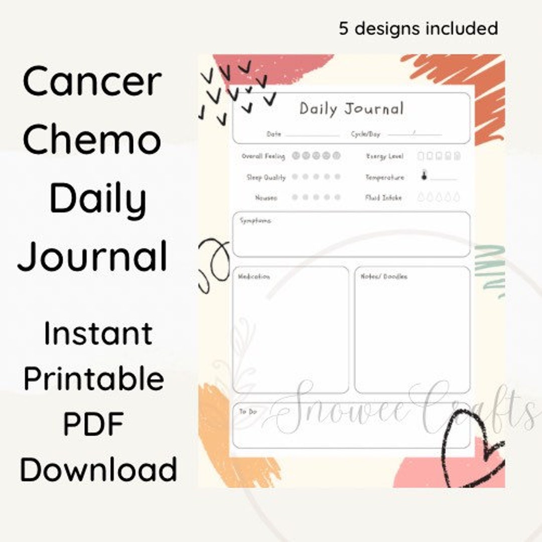 A5 Cancer Chemotherapy Daily Journal, Instant PDF Printable Download ...
