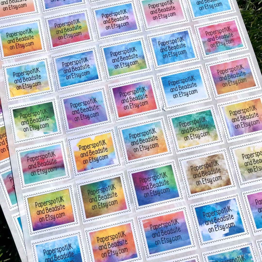 40 Large Happy Post or Happy Mail Watercolour Stamp Stickers School ...