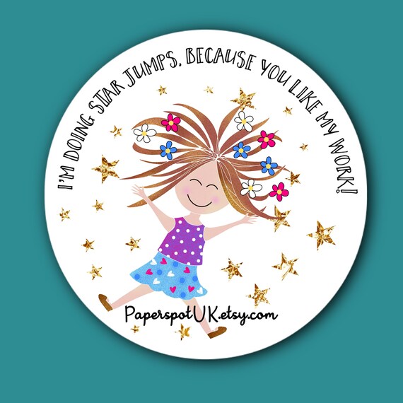 35 x 35mm happy little girl thank you for buying Packaging | Etsy