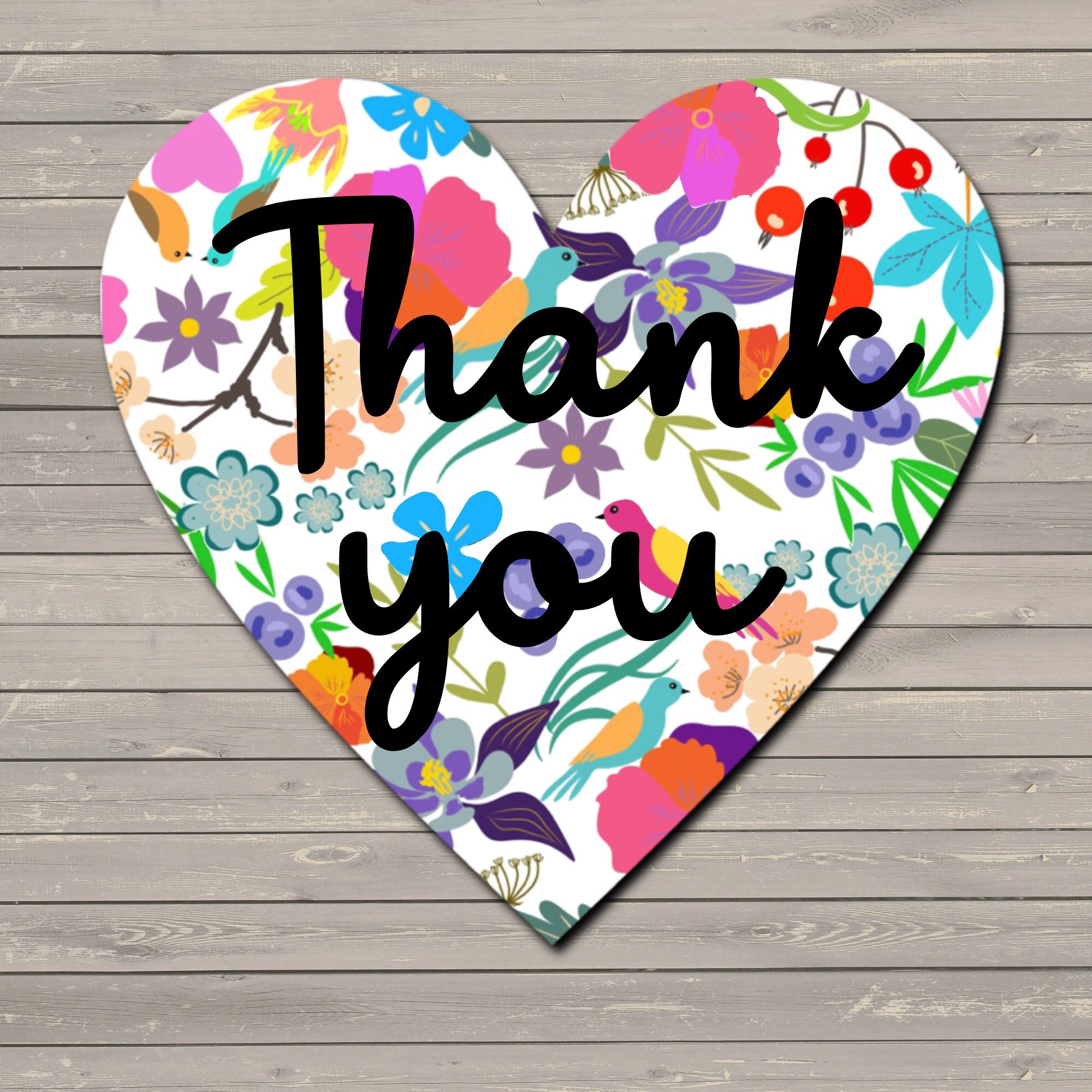 Heart Shaped Floral Thank You Stickers 4cm Weddings - Etsy
