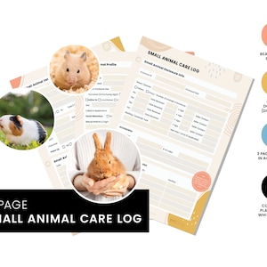 Small Animal Care Log | Printable | Pet Care Planner | Pet Maintenance ...