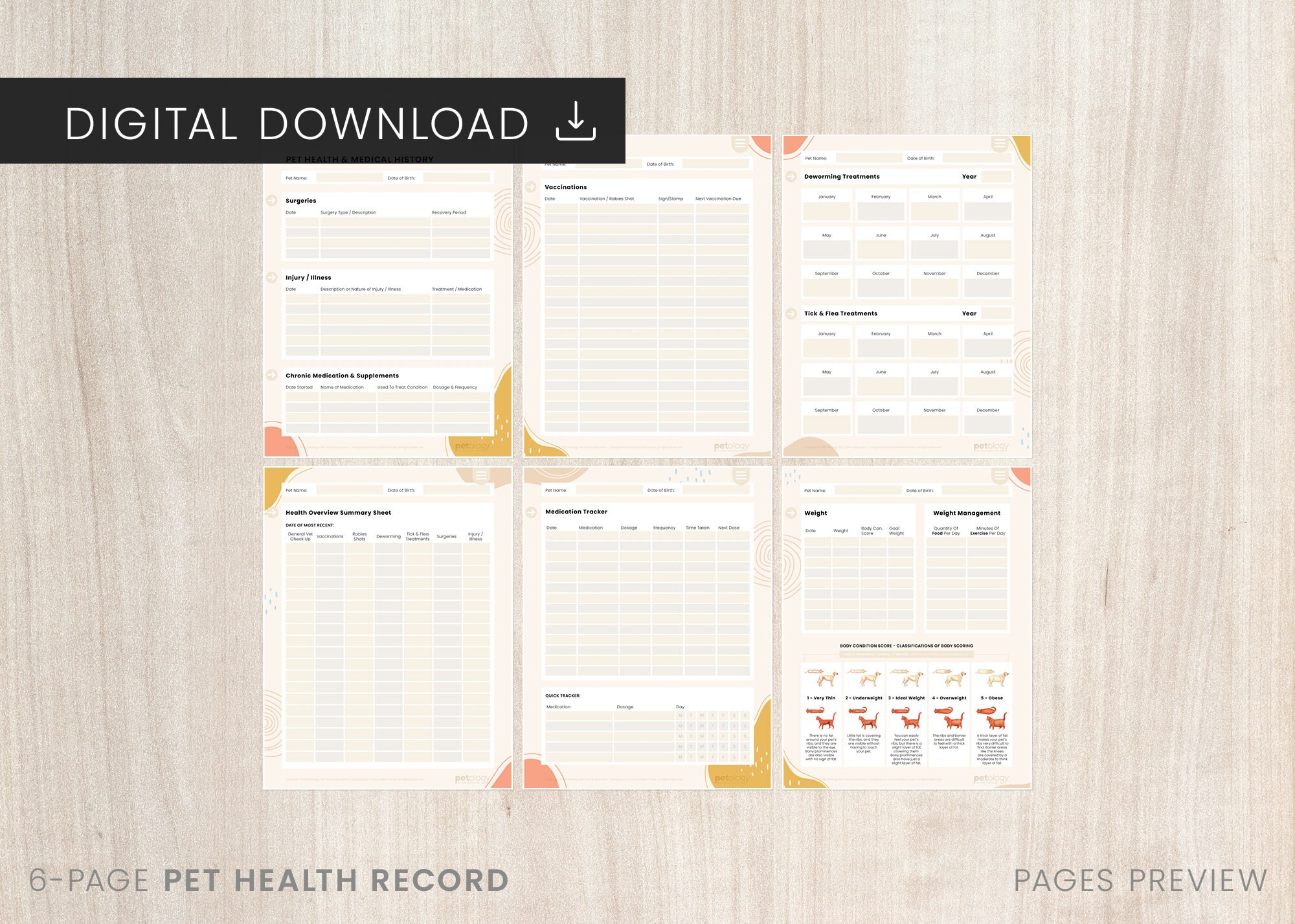 Pet Health & Medication Tracker Printable | Pet Care Planner | Pet ...