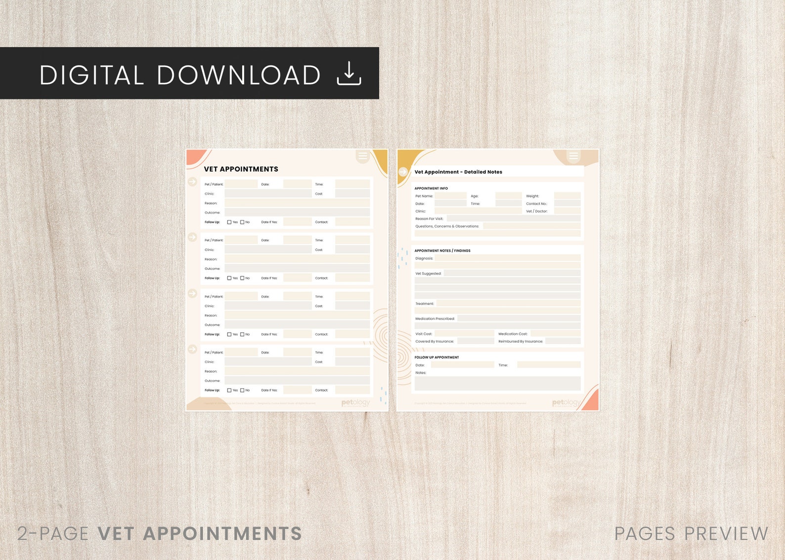 Vet Appointments Printable | Pet Care Planner | Pet Maintenance | Pet ...