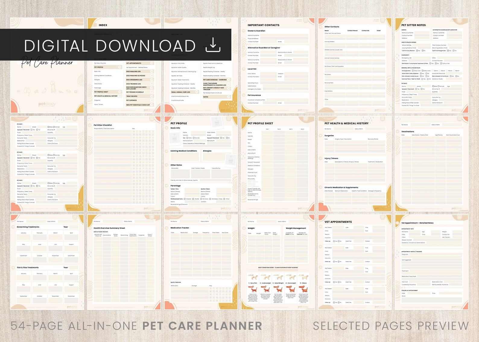 All-in-one Pet Care Planner Printable Pet Health Tracker - Etsy