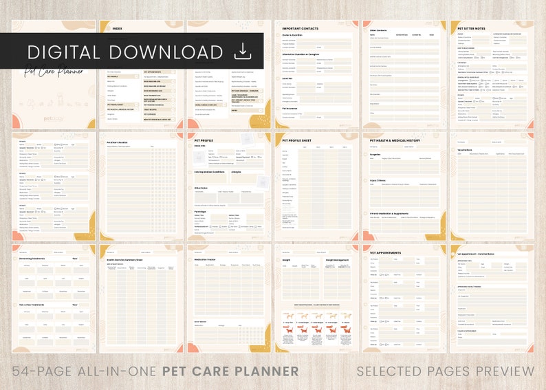 All-in-one Pet Care Planner Printable Pet Health Tracker - Etsy