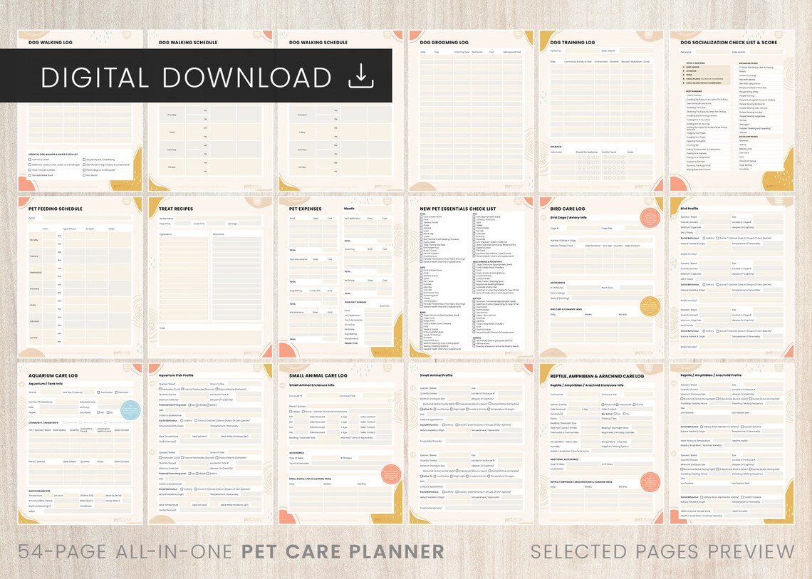 All-in-one Pet Care Planner Printable Pet Health Tracker - Etsy