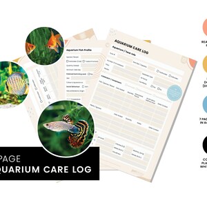 Aquarium Care Log | Printable | Pet Care Planner | Aquarium Maintenance ...
