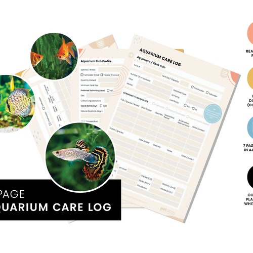 Aquarium Care Log Printable Pet Care Planner Aquarium - Etsy