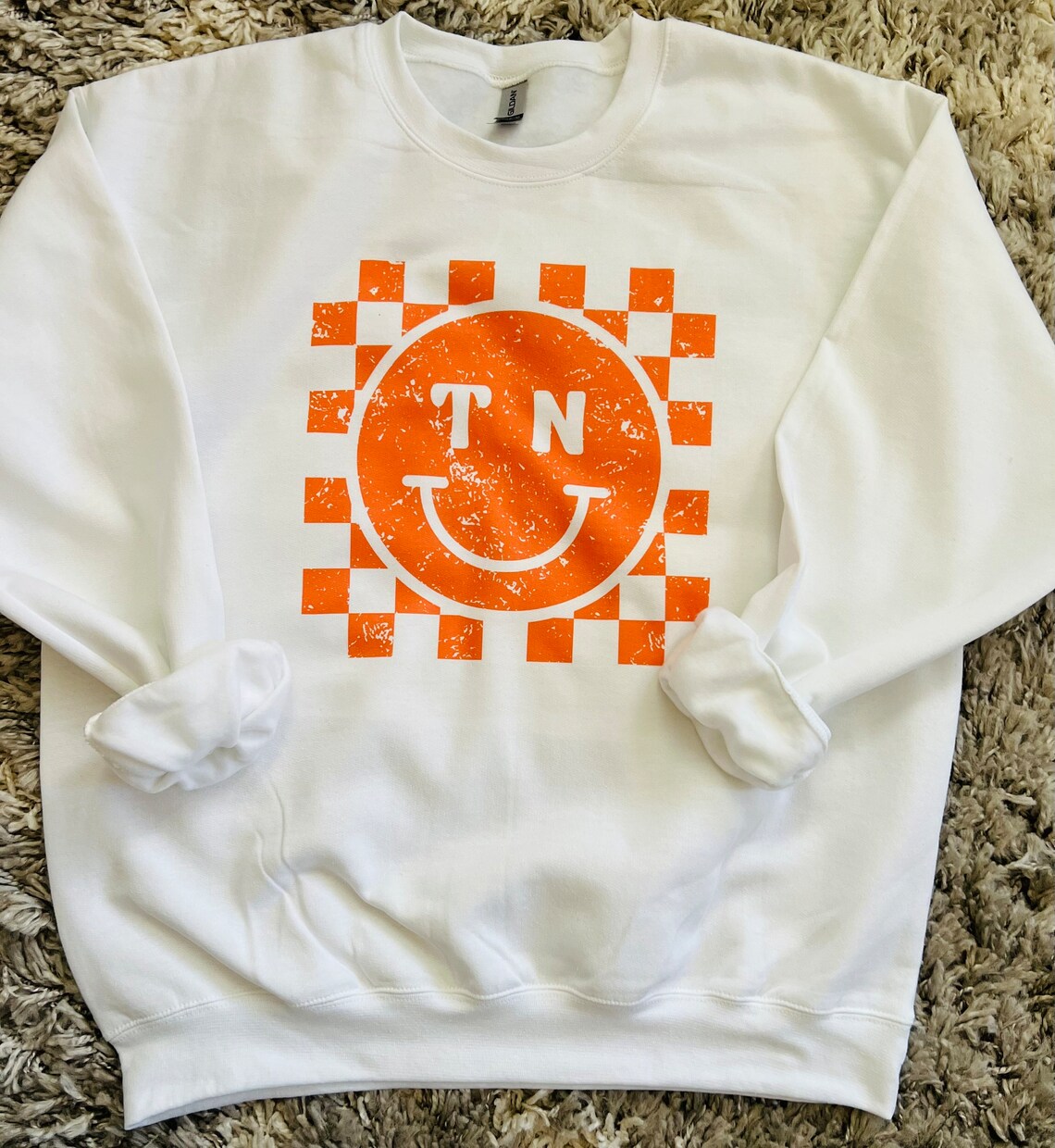 Tennessee Distressed Smiley Bleached Tee TN Orange and White - Etsy
