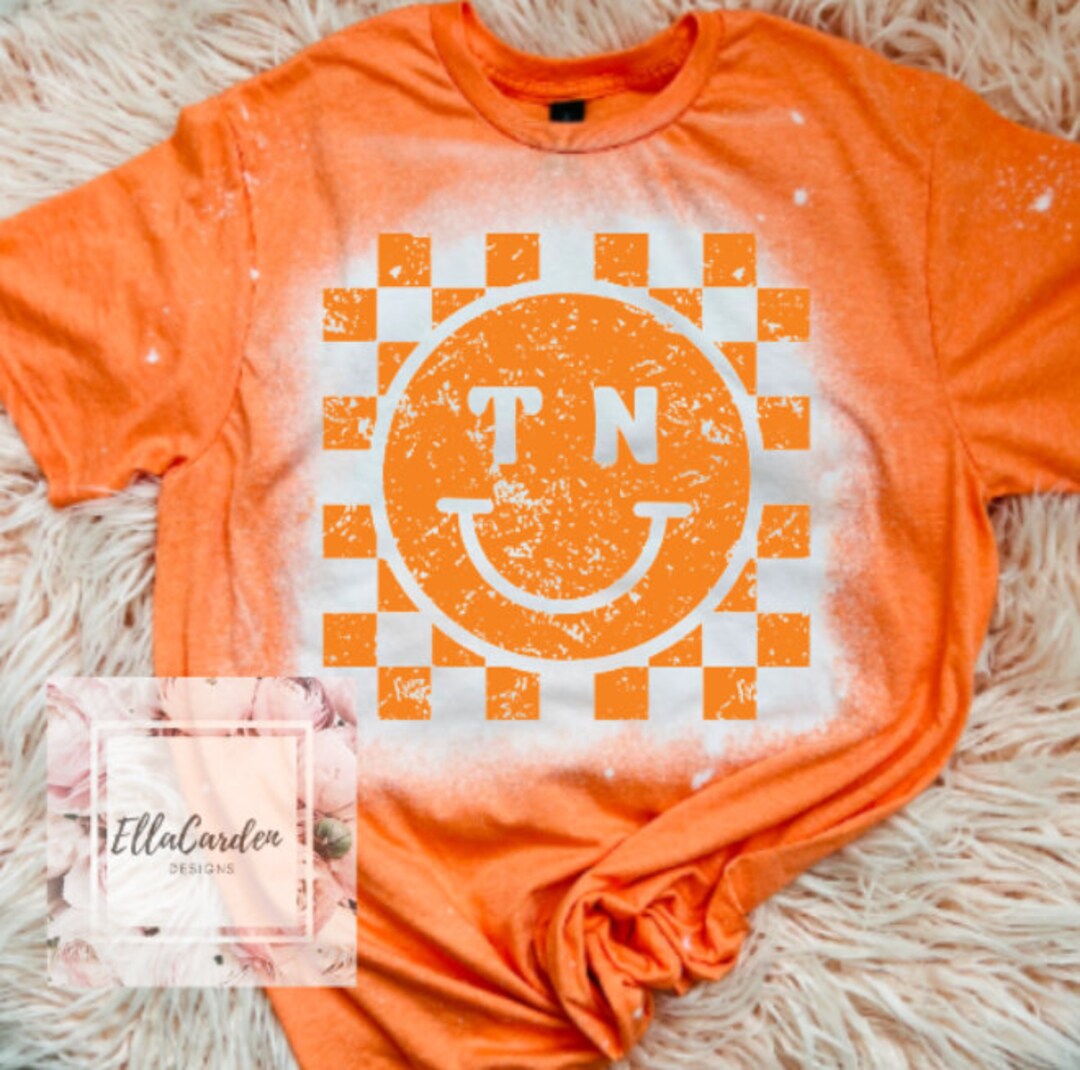 Tennessee Distressed Smiley Bleached Tee TN Orange and White - Etsy