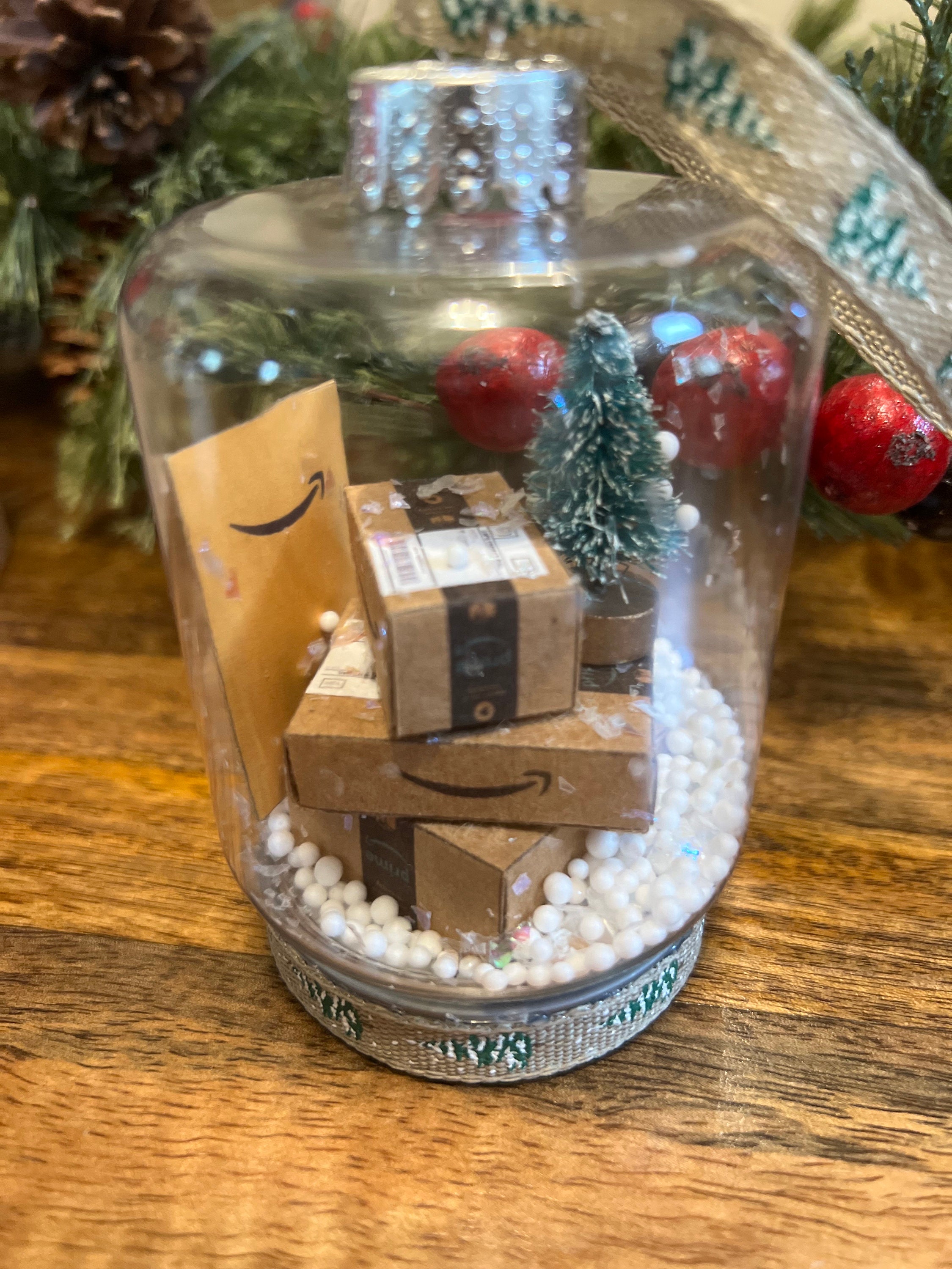 Amazon Inspired Christmas Ornament, Packages and Boxes Snow With Tree ...