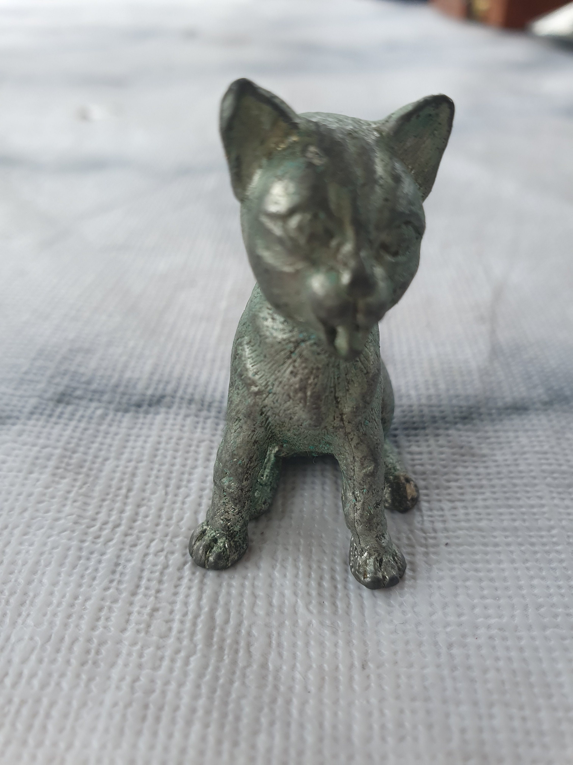 Vintage Pewter Cat Figurine, Miniature Cat, Cat Lover Gift, Decorative ...