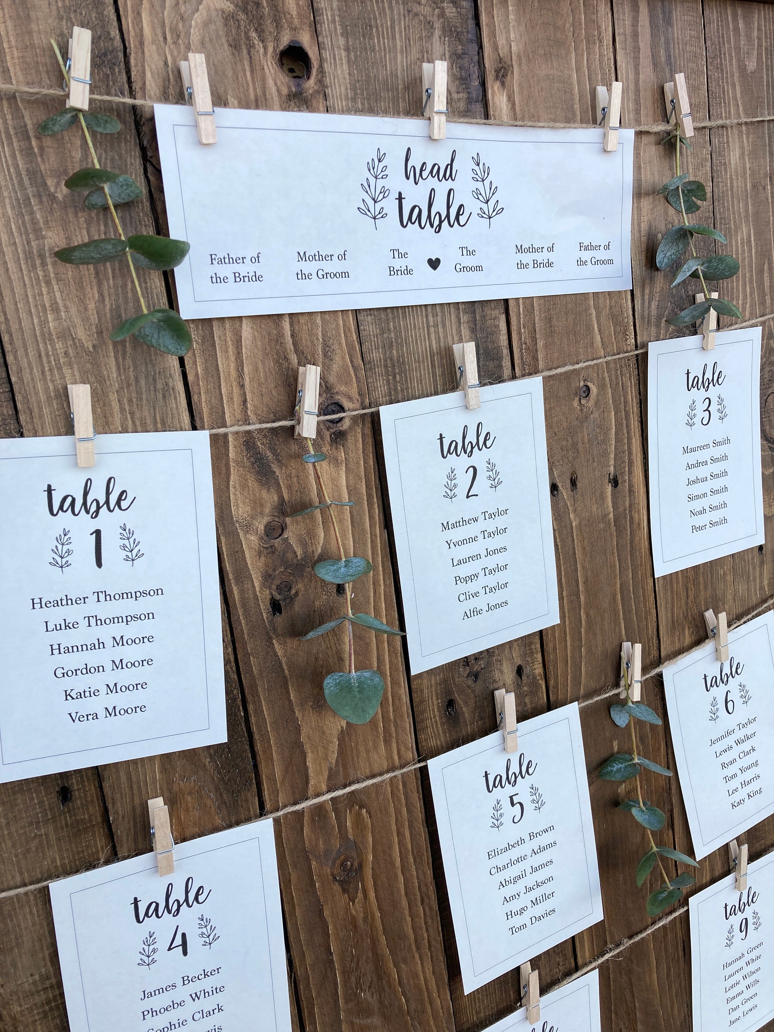 PERSONALISED Wedding Table Plan Rustic Wooden Table Plan Board Wedding ...