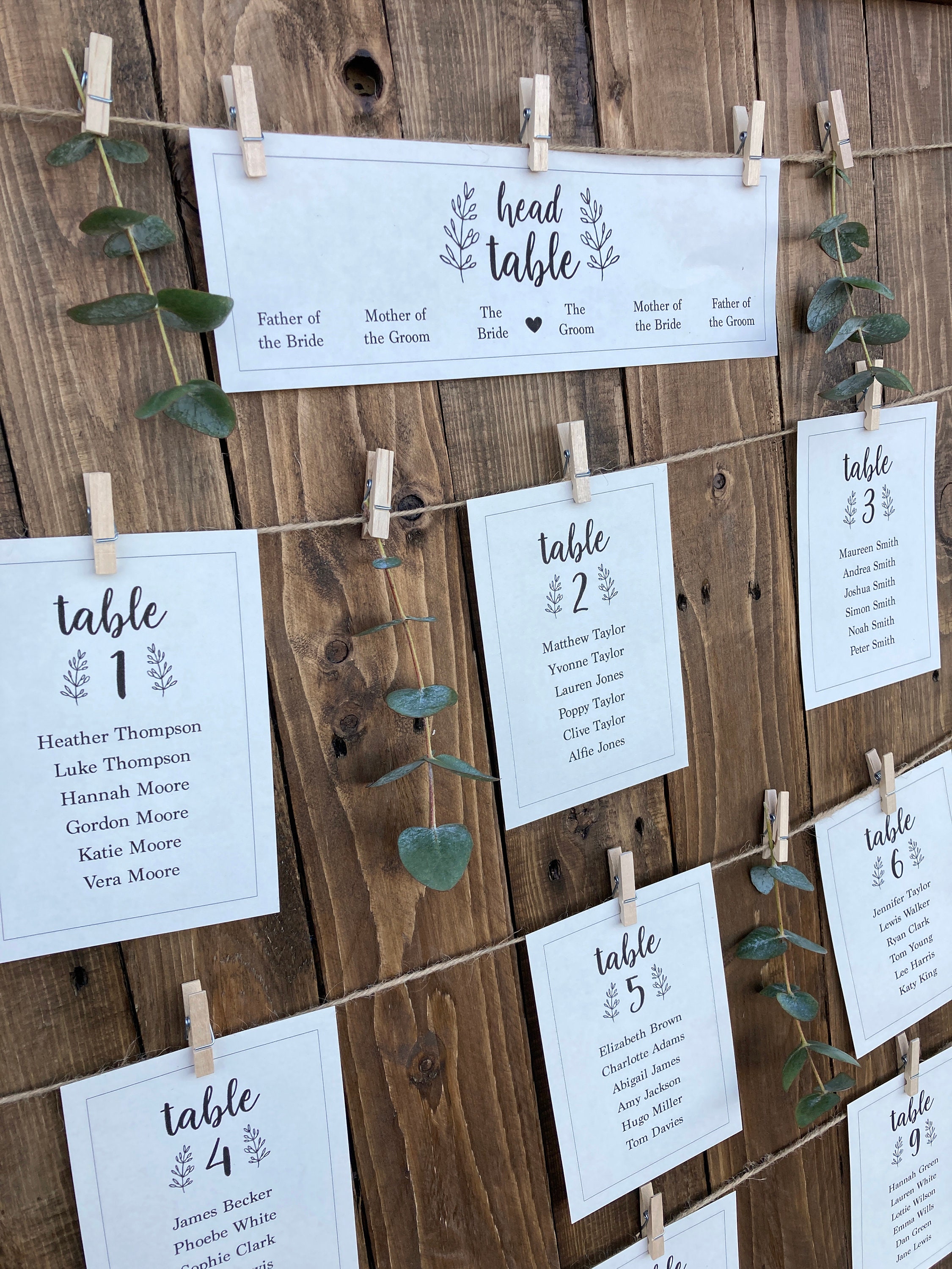 PERSONALISED Wedding Table Plan Rustic Wooden Table Plan - Etsy UK