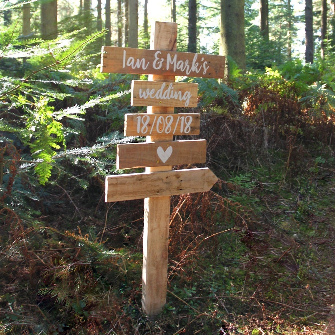 Signpost for Weddings/events, Directional Signpost, Rustic Wooden ...