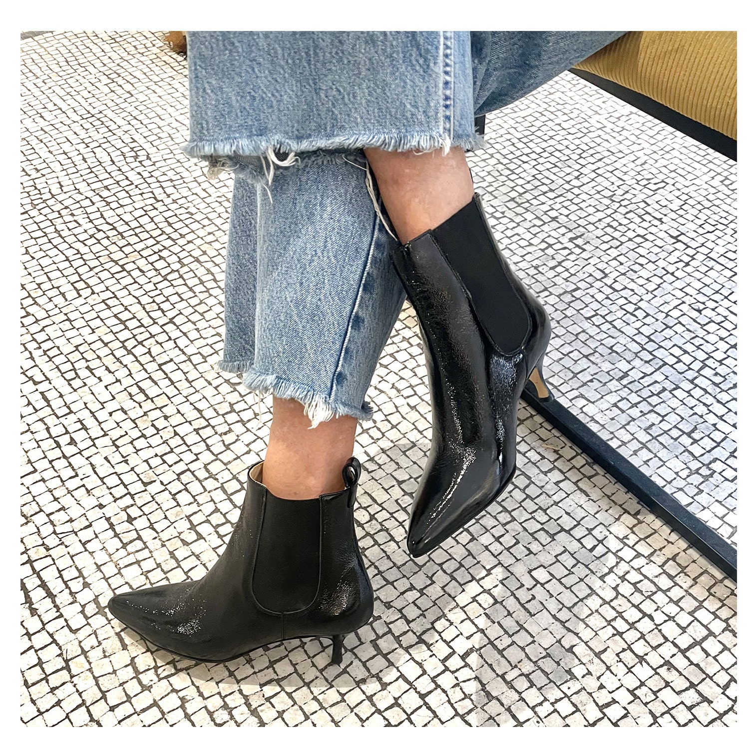 Pointy Woman Chelsea Boots Black Patent Pointy Boots Low - Etsy
