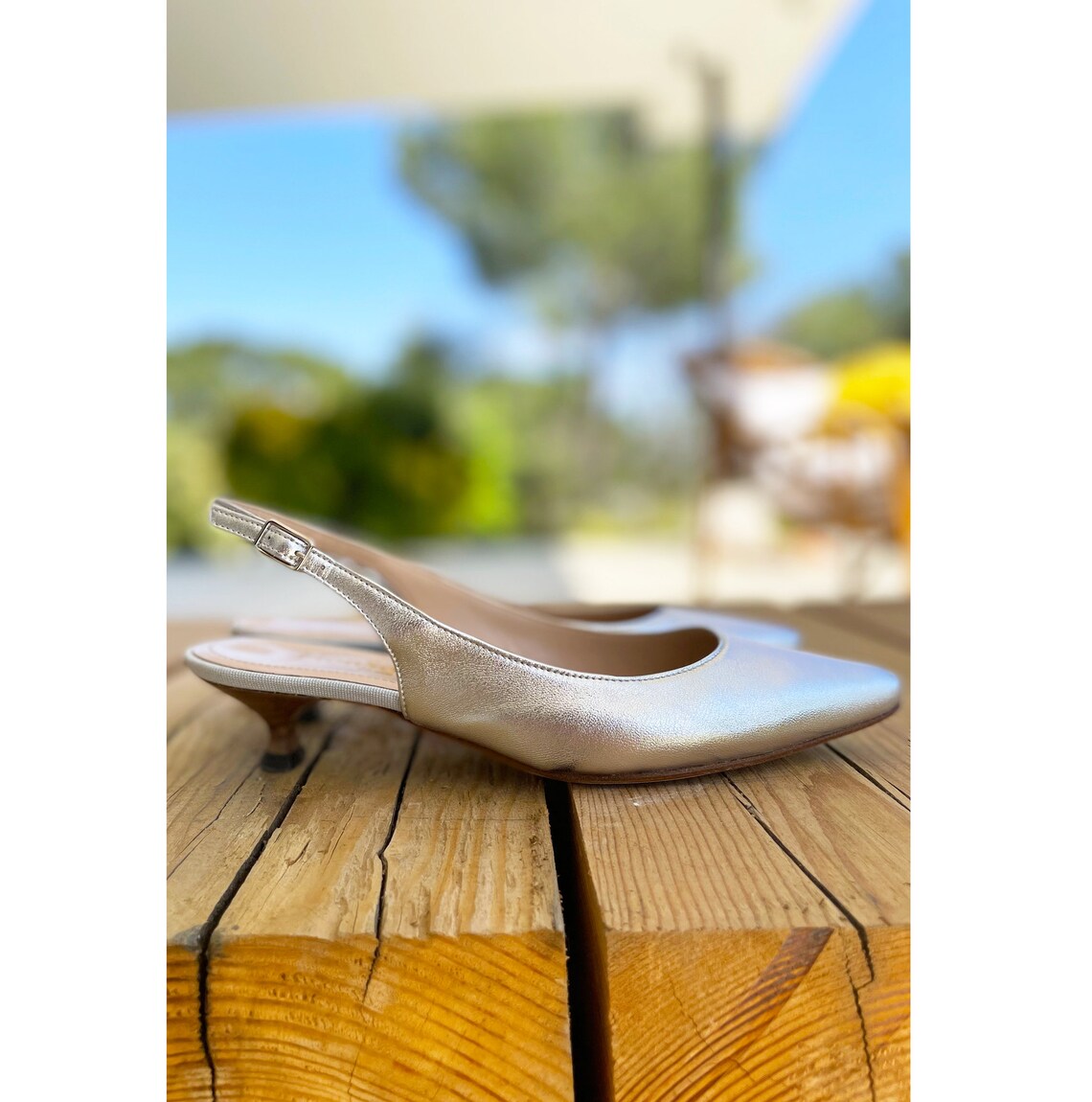 Silver Pointy Kitten Heel Pump, Silver Kitten Heel Slingback, Silver ...