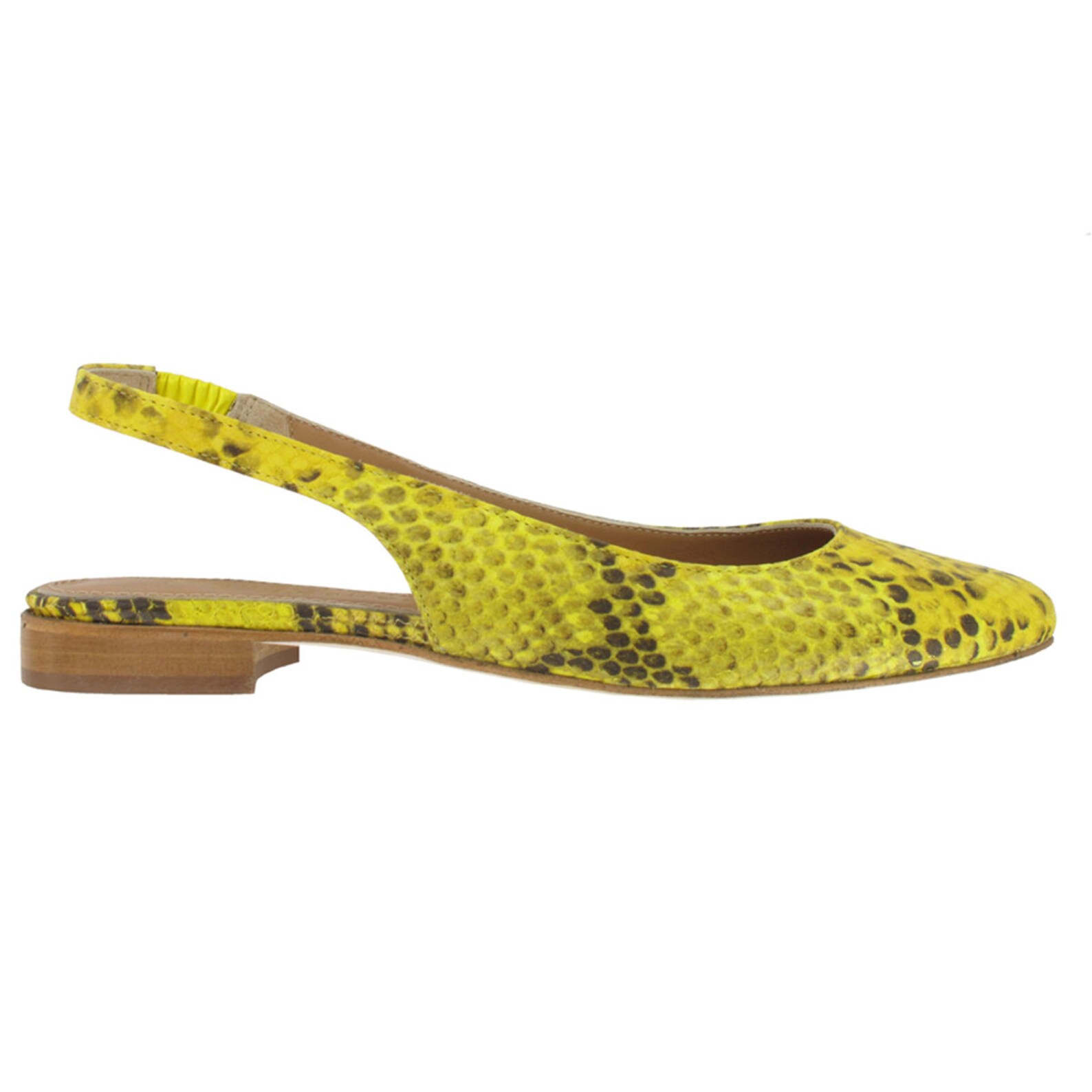 Yellow python slingback pointed toe flat women python pointy | Etsy