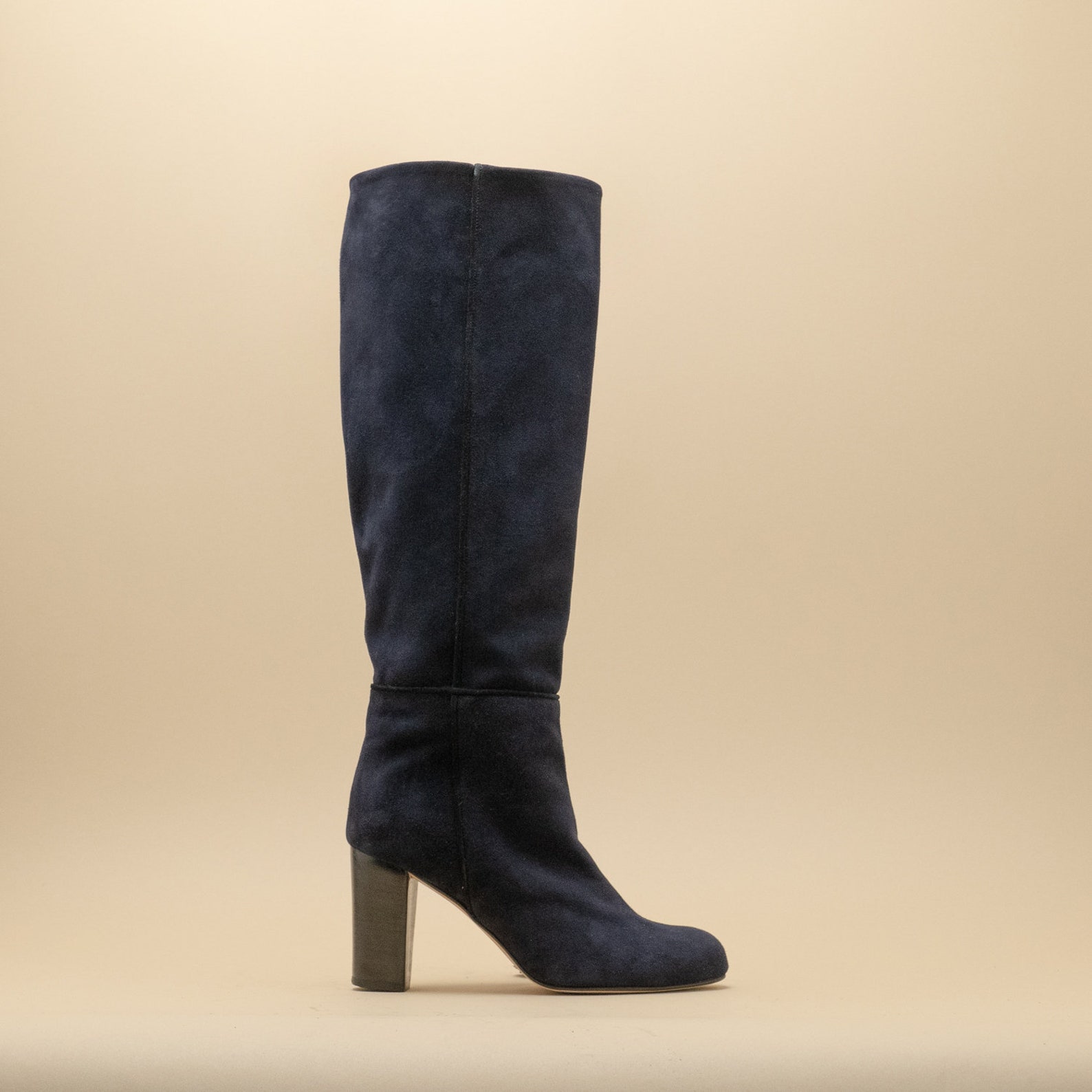 Navy Blue Suede Leather Knee High Boots, Women Blue High Boots, Navy ...
