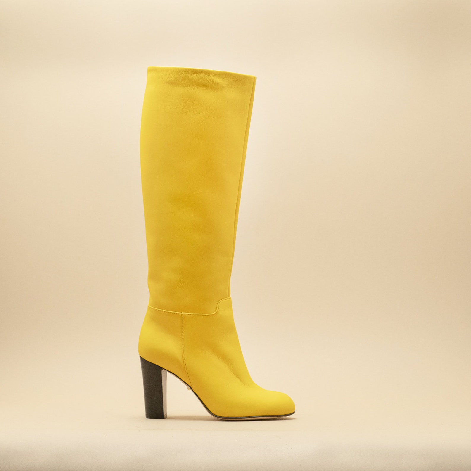 Yellow Leather Knee High Boots, Women Leather High Boots, Handmade ...