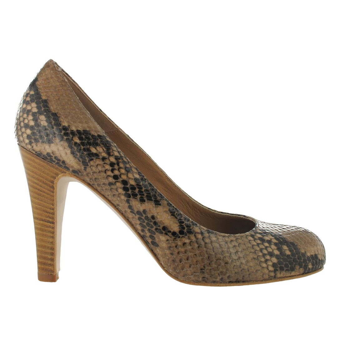 Beige Python Classic Pumps, Printed Python Shoes, Women Leather Pumps ...