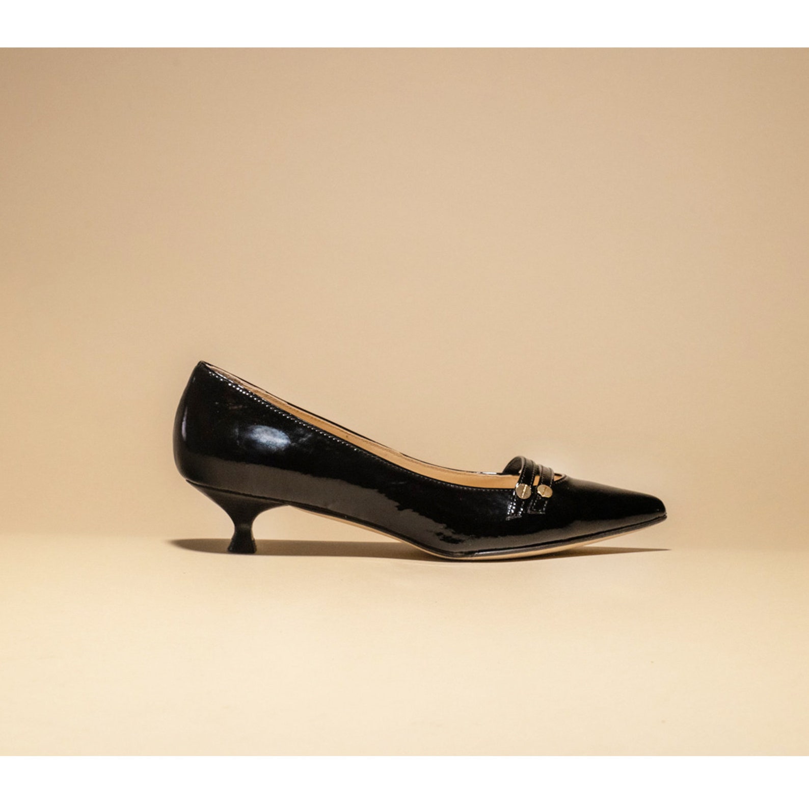 Kitten Heel Black Patent Pump, Low Heel Black Pump, Kitten Heel ...