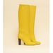 Yellow Leather Knee High Boots, Women Leather High Boots, Handmade ...