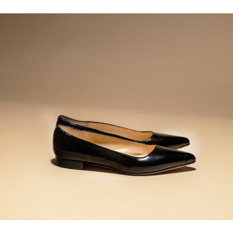 Black Patent Pointy Leather Flats Black Leather Pointy - Etsy