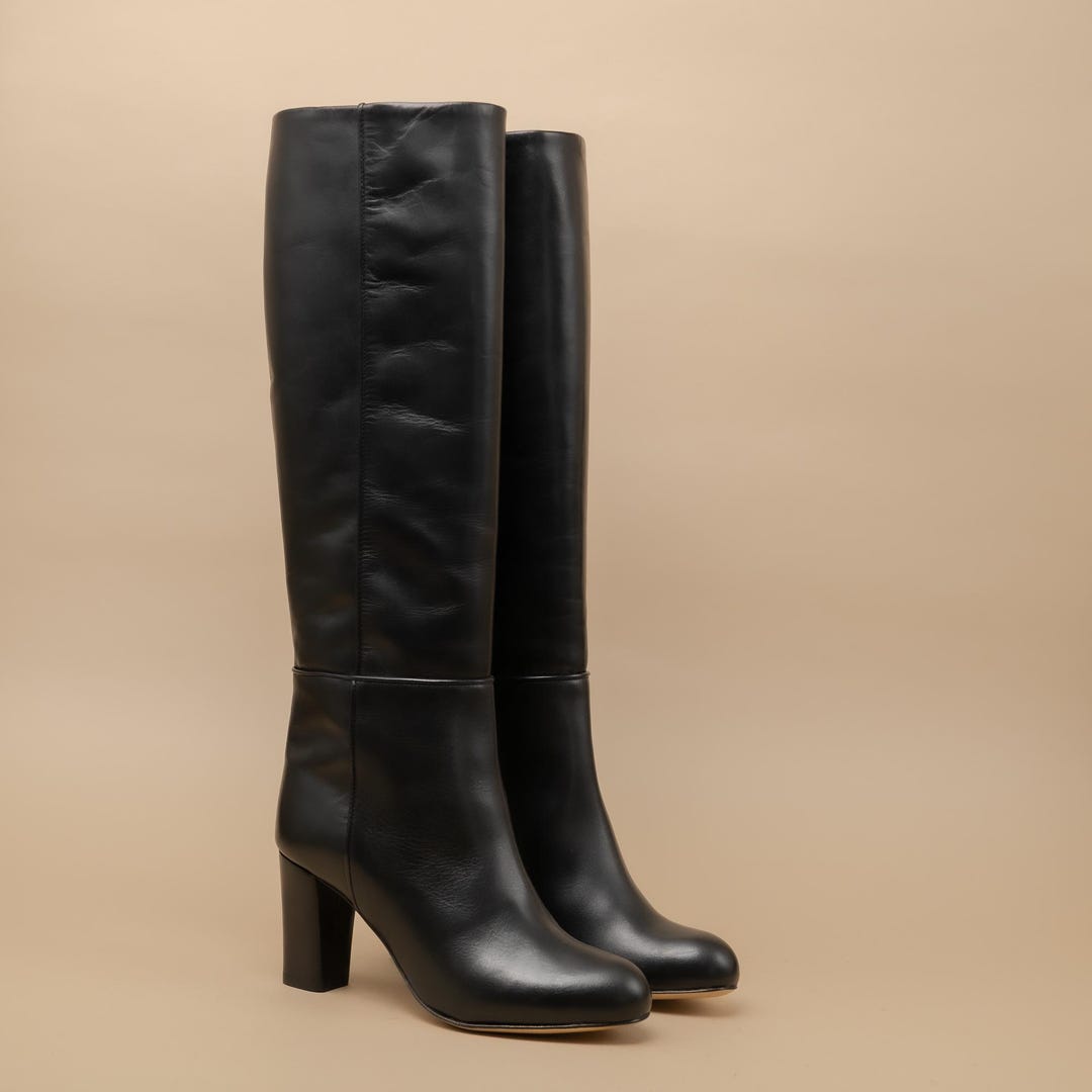 Dark Green Leather Knee High Boots, Women Green High Boots, Forest ...