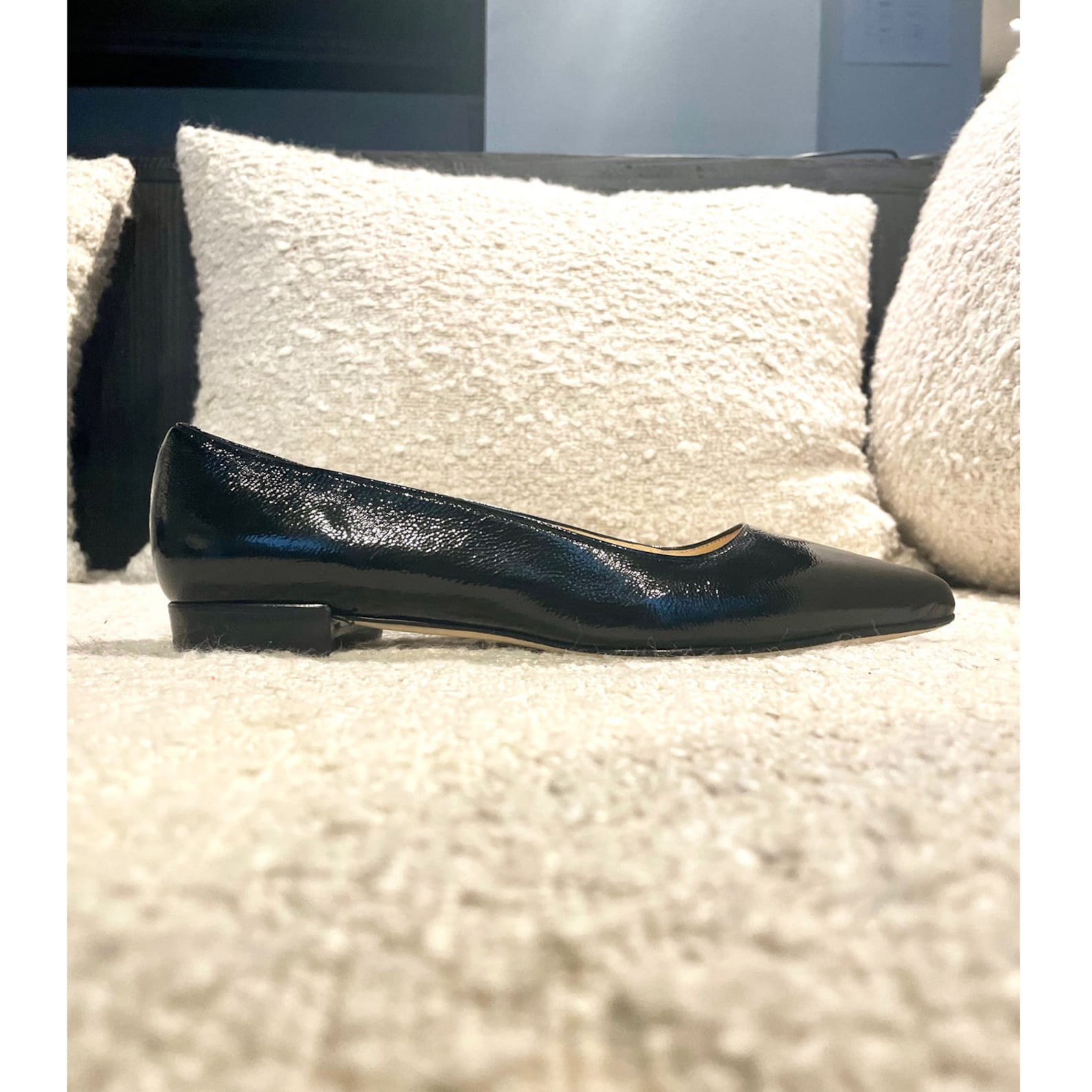 Black Patent Pointy Leather Flats, Black Leather Pointy Ballerina, Pointed Toe Flats, Black ...