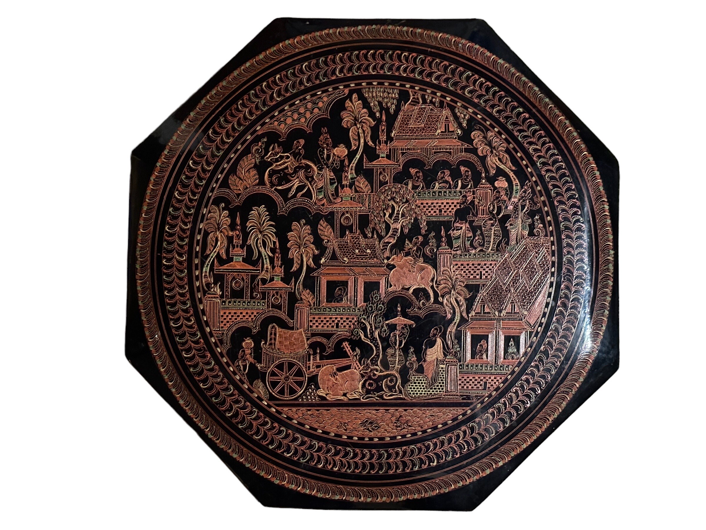 Small Octagonal Burmese Chai Table myanmar. Lacquer Work. City Life ...
