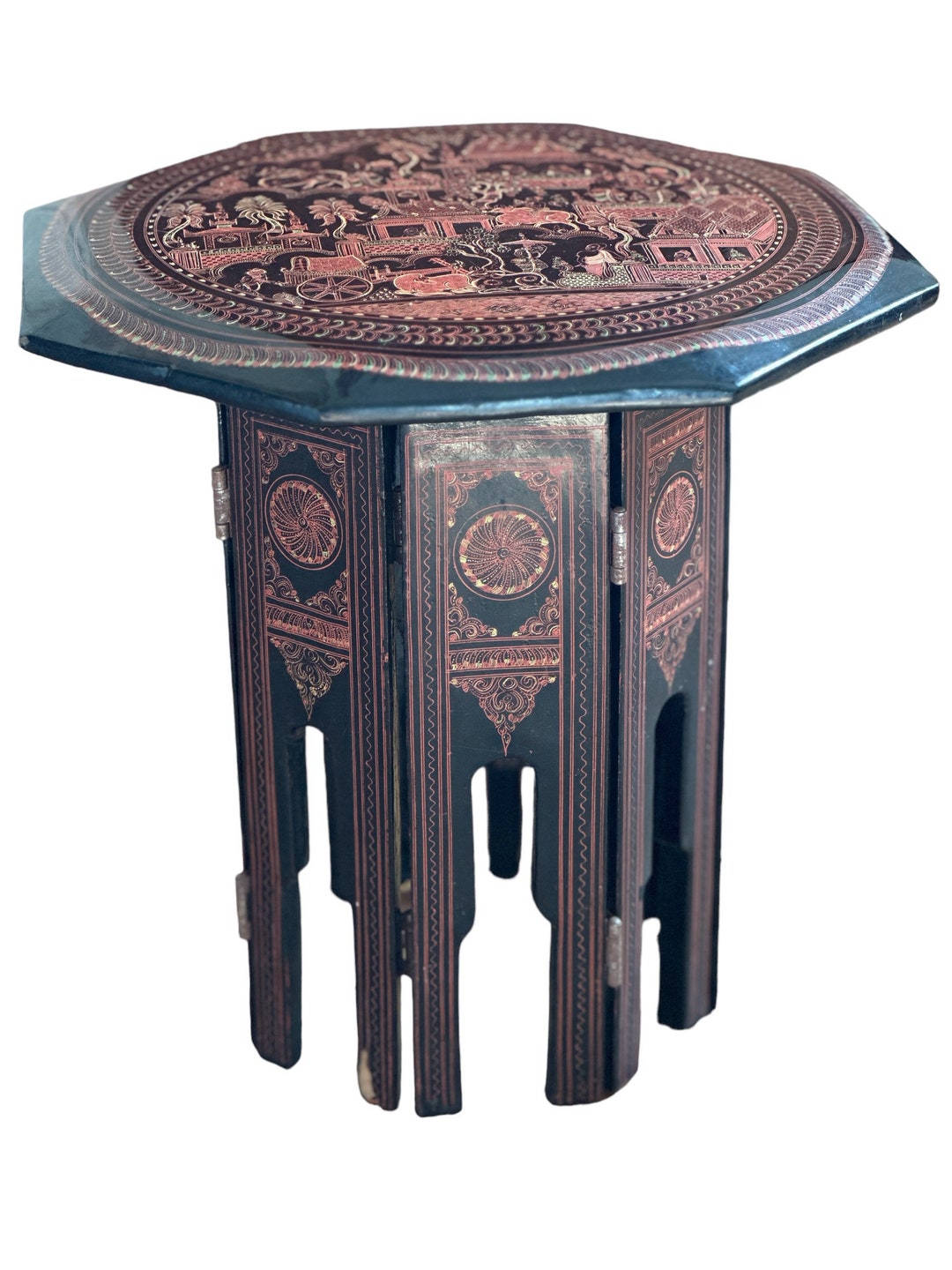 Small Octagonal Burmese Chai Table (myanmar). Lacquer Work. City Life ...