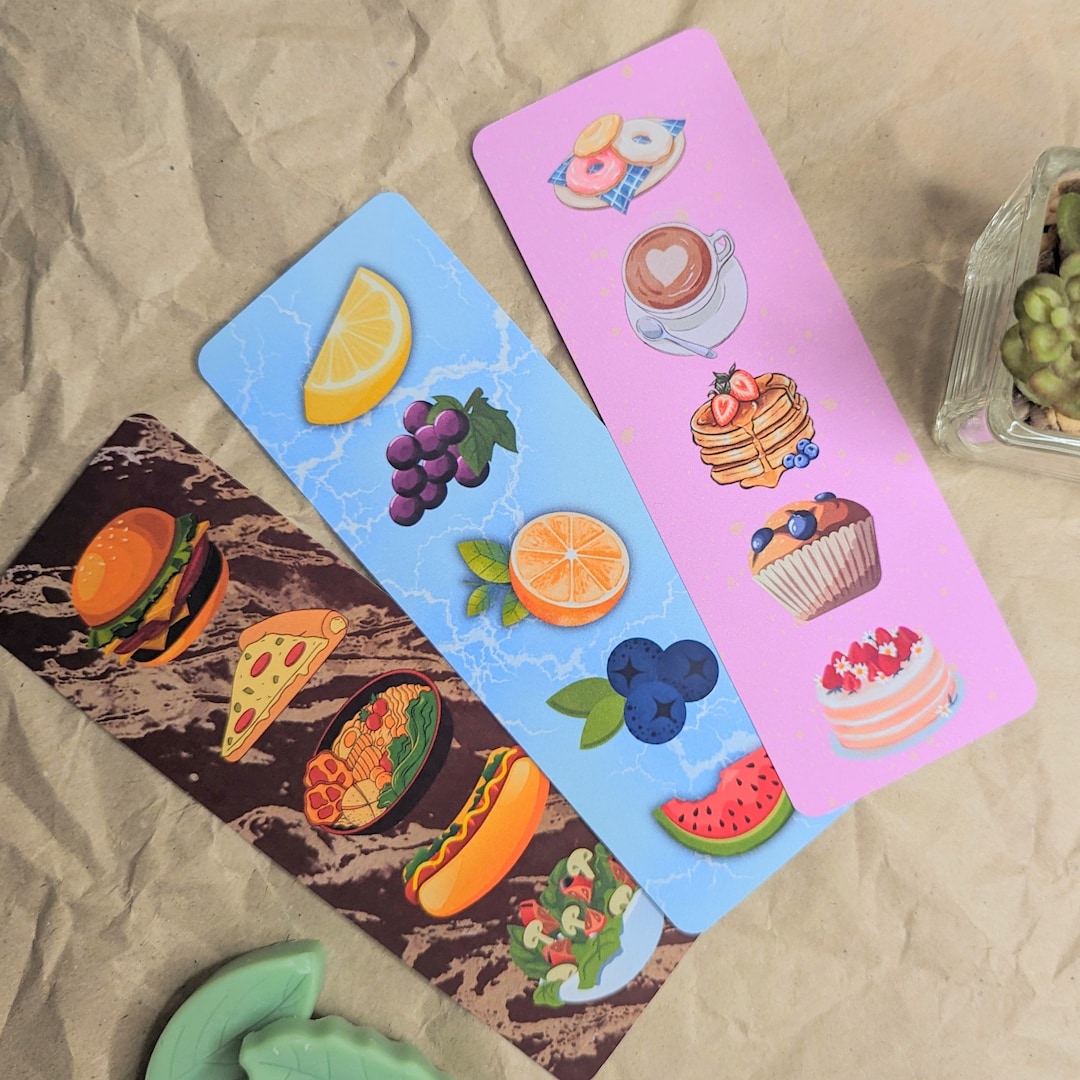 Food Lover Bookmarks | Sweets, Fast Food and Fruit | Gifts for Her and ...