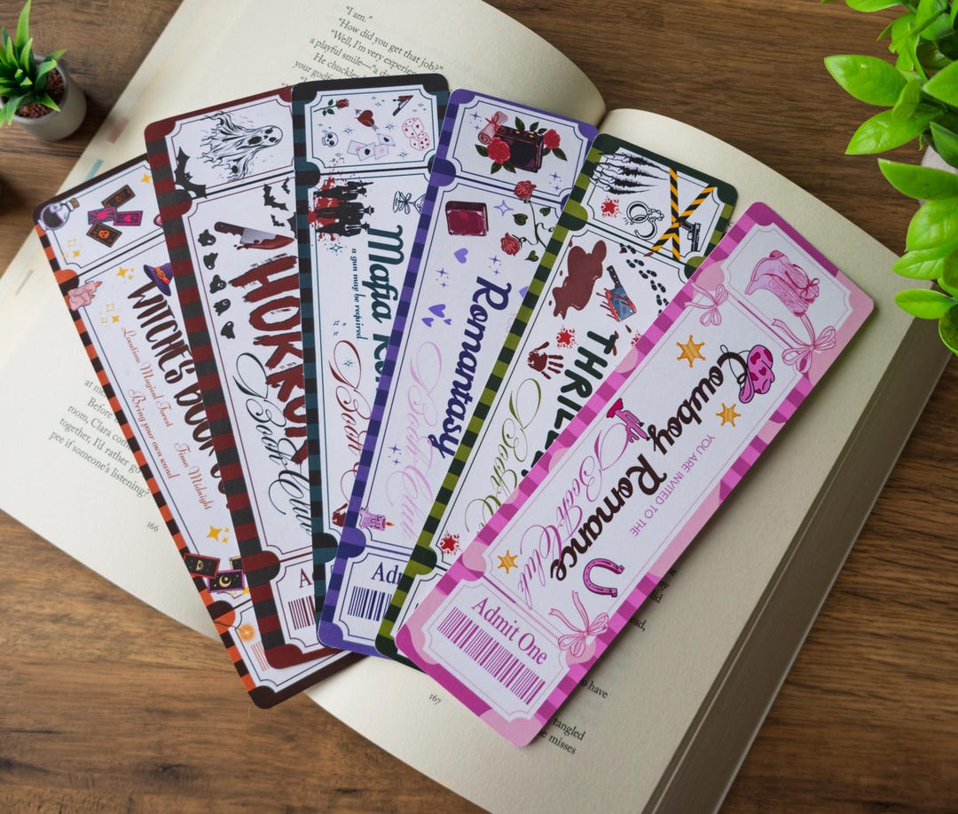 Genre Book Club Bookmarks Admission Tickets | Romance | Thriller ...