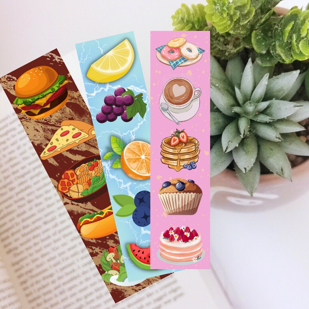 Food Lover Bookmarks Sweets Fast Food and Fruit Gifts for - Etsy