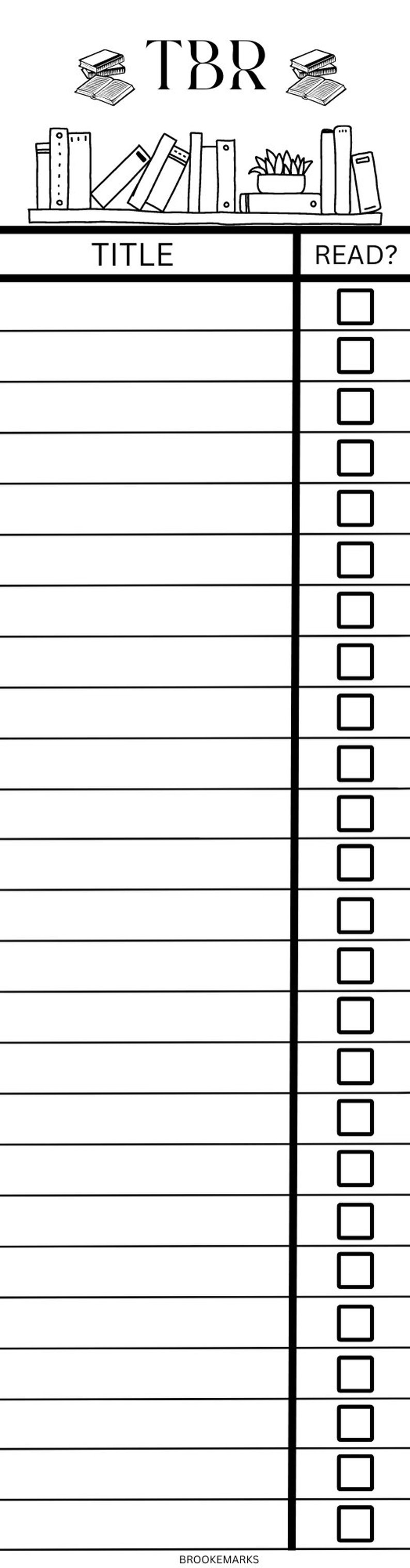 Reading Log Tracker and TBR DIY Fill in Yourself Bookmark - Etsy