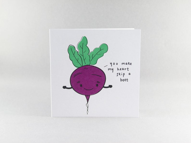 You Make My Heart Skip a Beet Card Beetroot Card Love Card | Etsy
