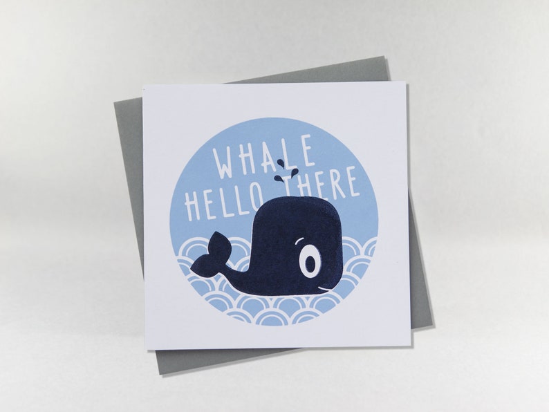 Hello Card Whale Card Thank You Card Whale Hello There | Etsy