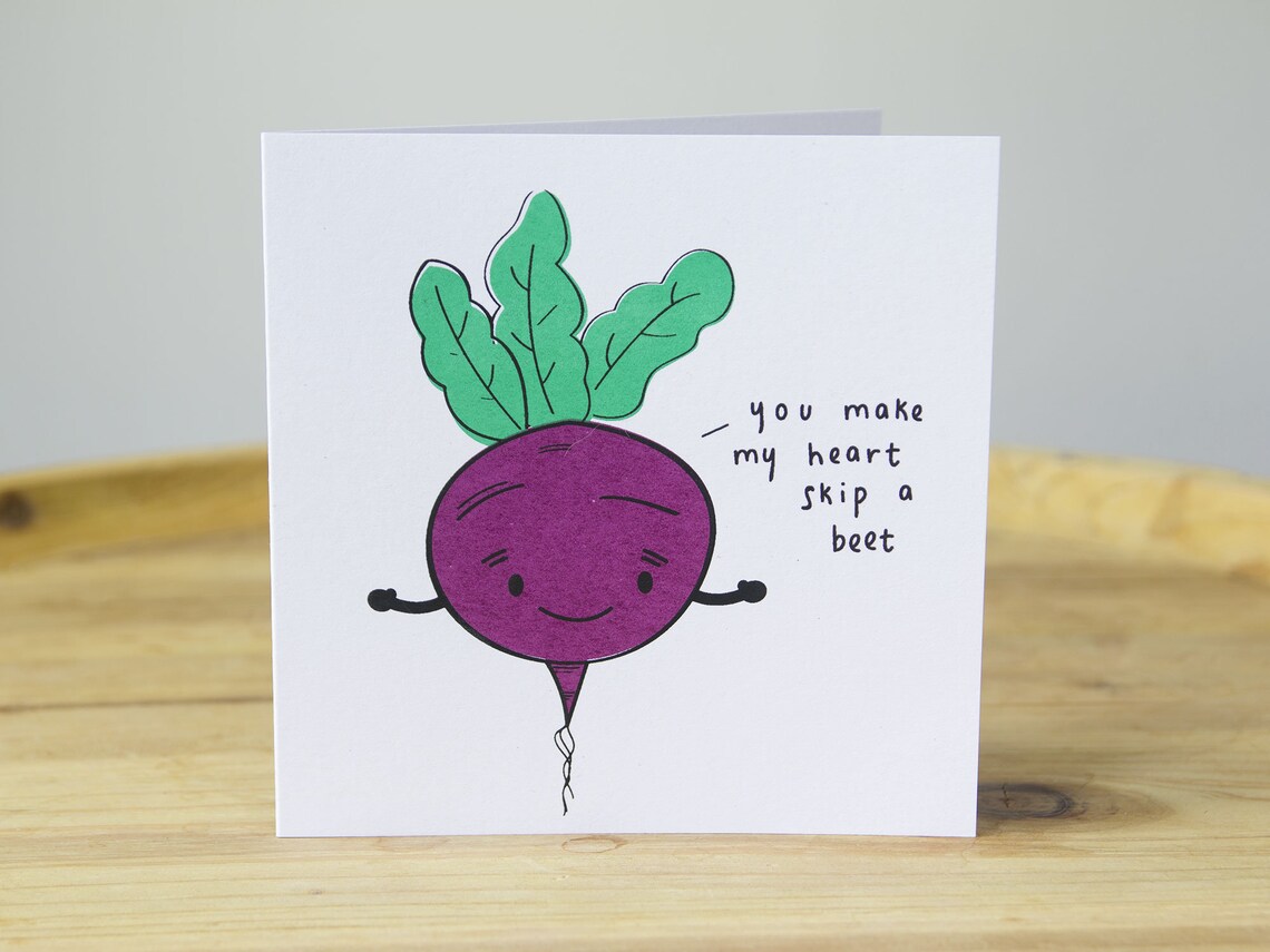 You Make My Heart Skip a Beet Card Beetroot Card Love Card | Etsy
