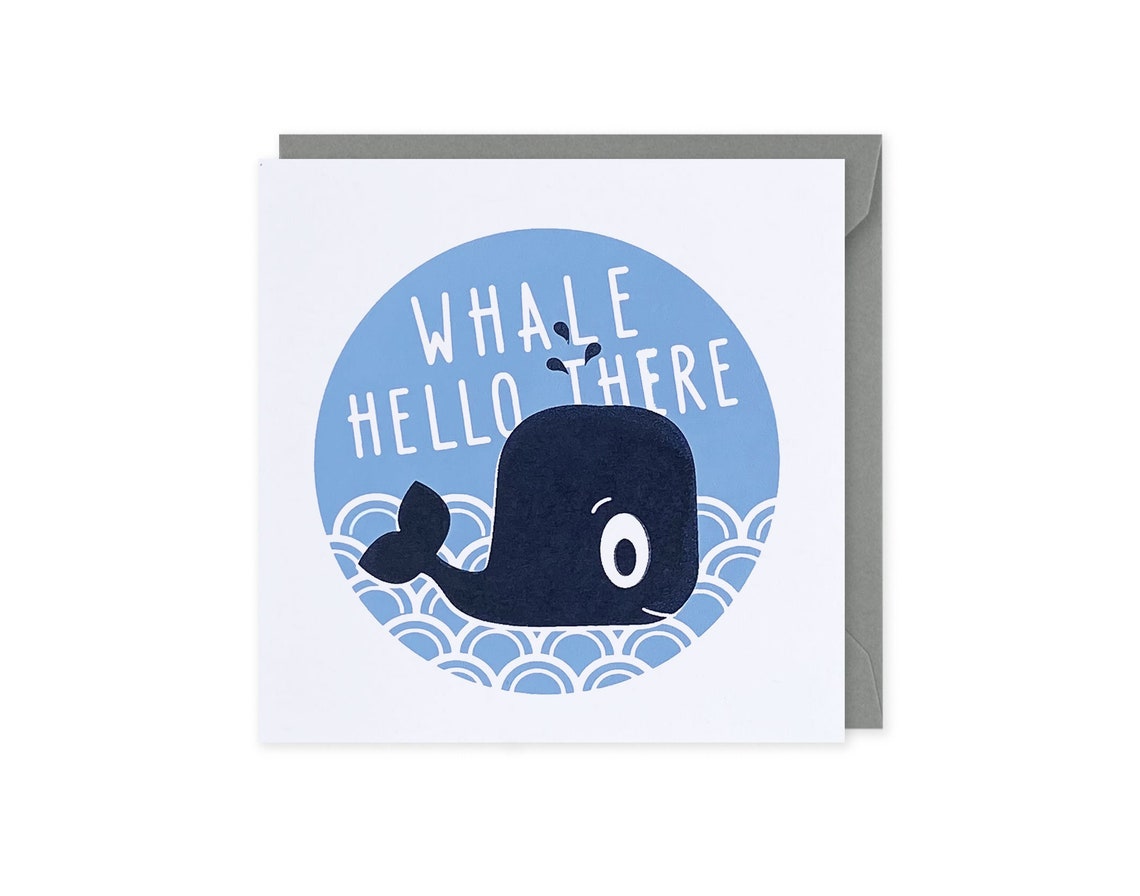 Hello Card Whale Card Thank You Card Whale Hello There - Etsy