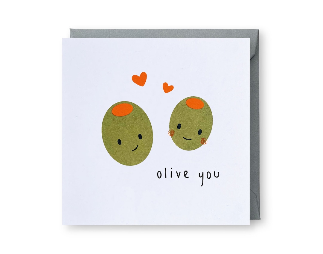 Olive You Card, Love Card, Anniversary Card, Funny Anniversary Card ...