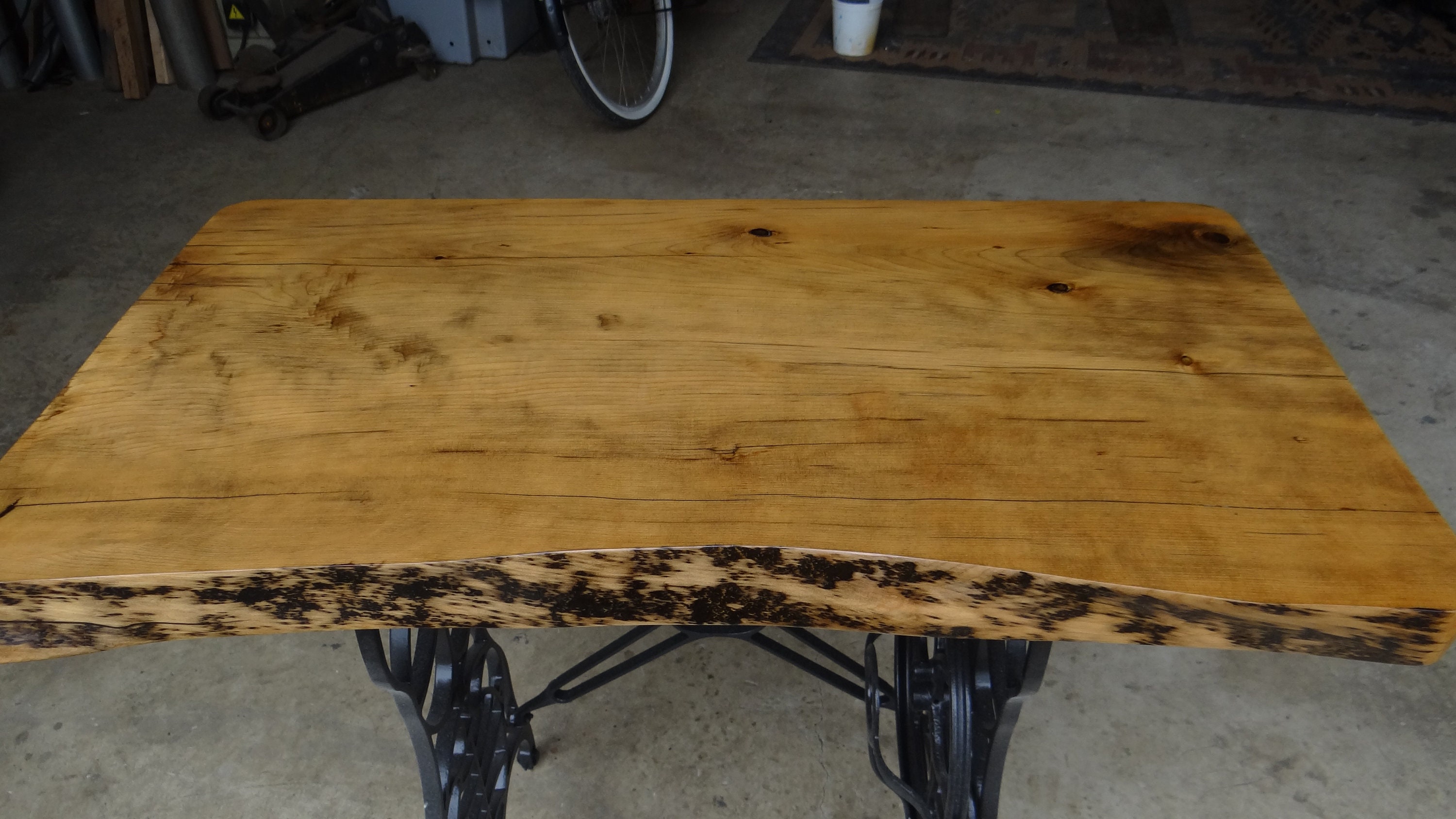 Live Edge White Cedar Treadle Base Table - Etsy