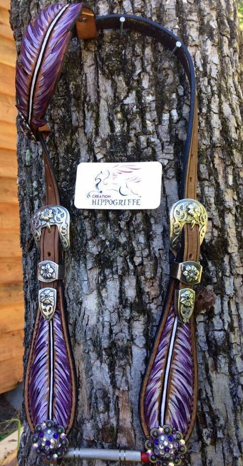 Bling Feathers bridle headstall horse tack leather - Etsy Canada