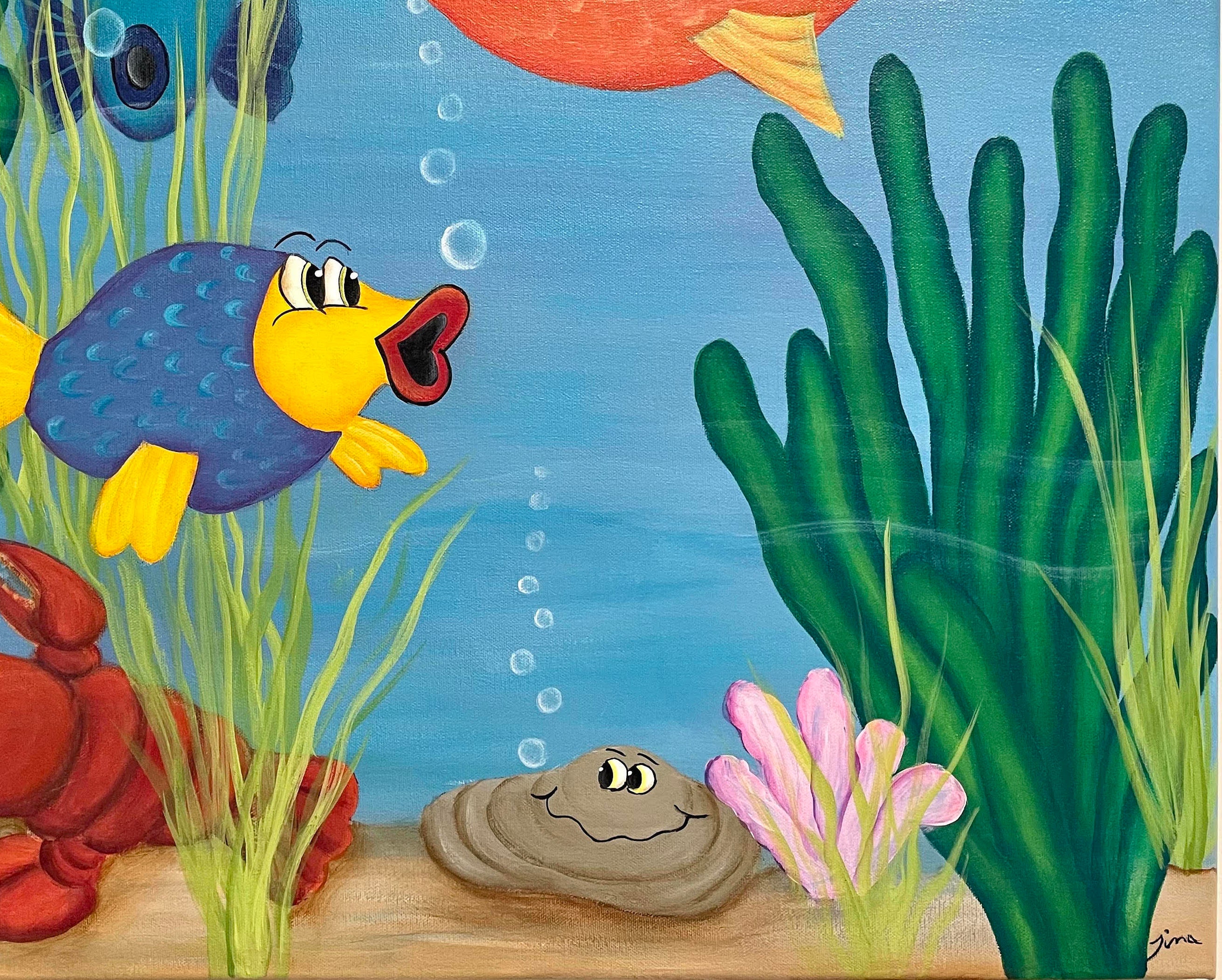 Fun Colorful Fish on the Ocean Floor Canvas Painting - Etsy