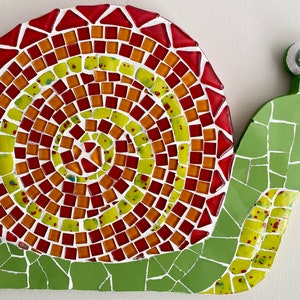 Vibrant Mosaic Snail Wall Hanging Sign, Swirls of Glass Mosaic Tile ...