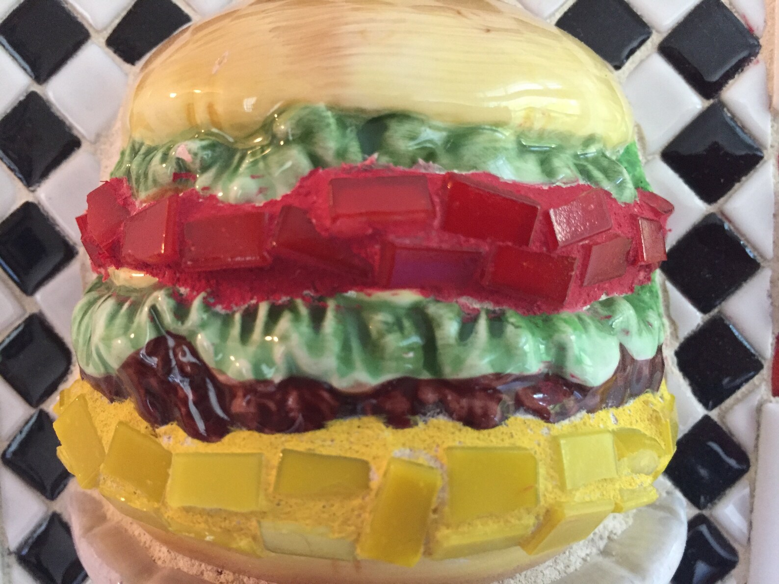 Yummy Handmade Hamburger Mosaic Wall Art made with ceramic | Etsy
