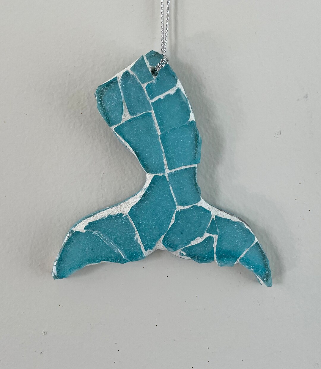 Beautiful Sea Glass Mermaid Tail Mosaic Wall Hanging Ornament, Teal Sea ...