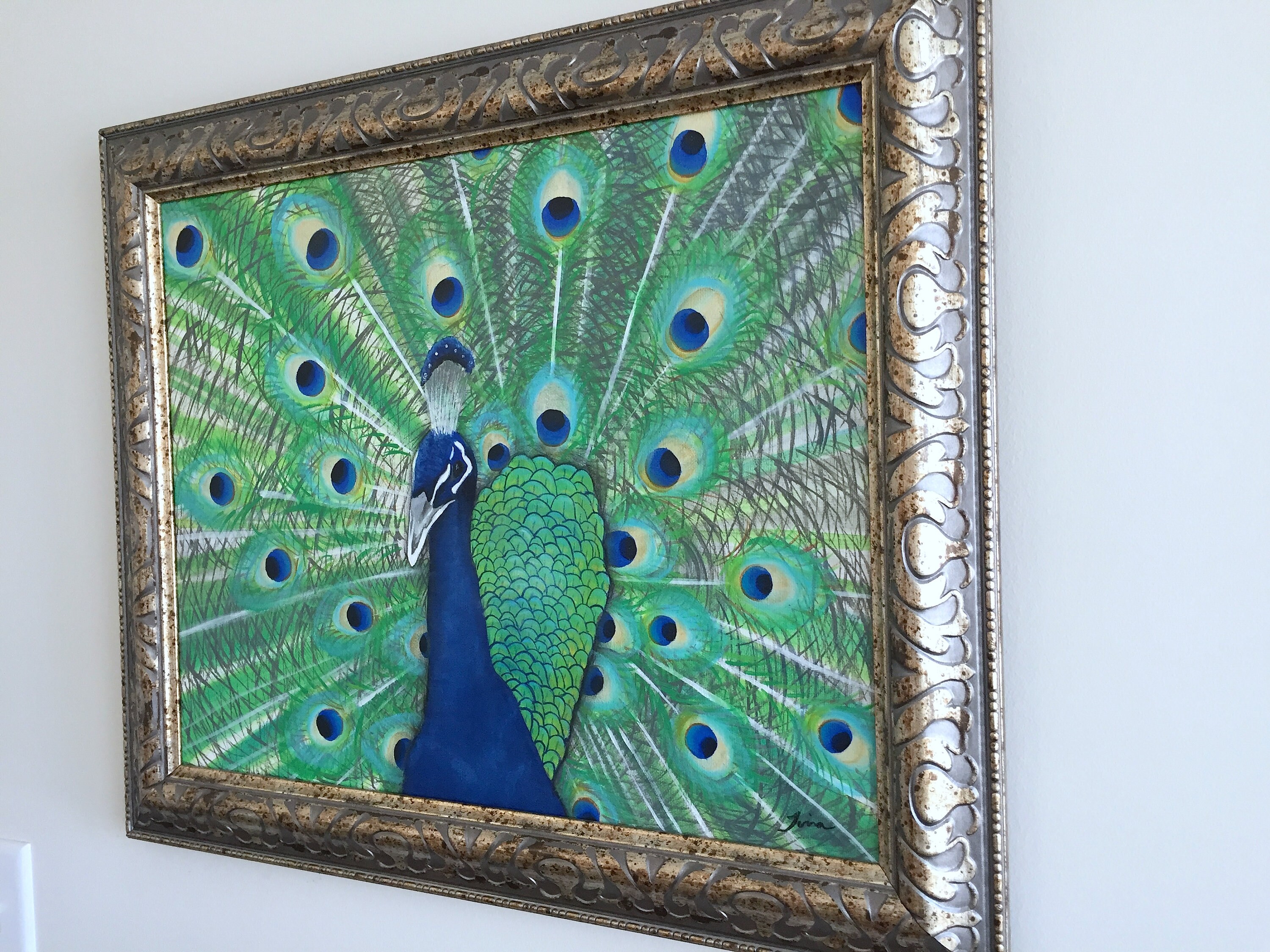 Majestic Peacock Wall Art spreading his feathers as if all | Etsy